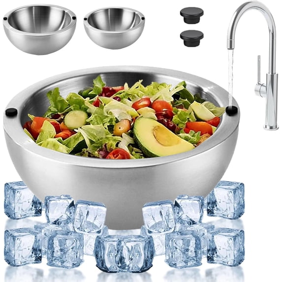 304 Stainless Steel Insulated Salad & Dipping Bowl, Double Wall Serving ...