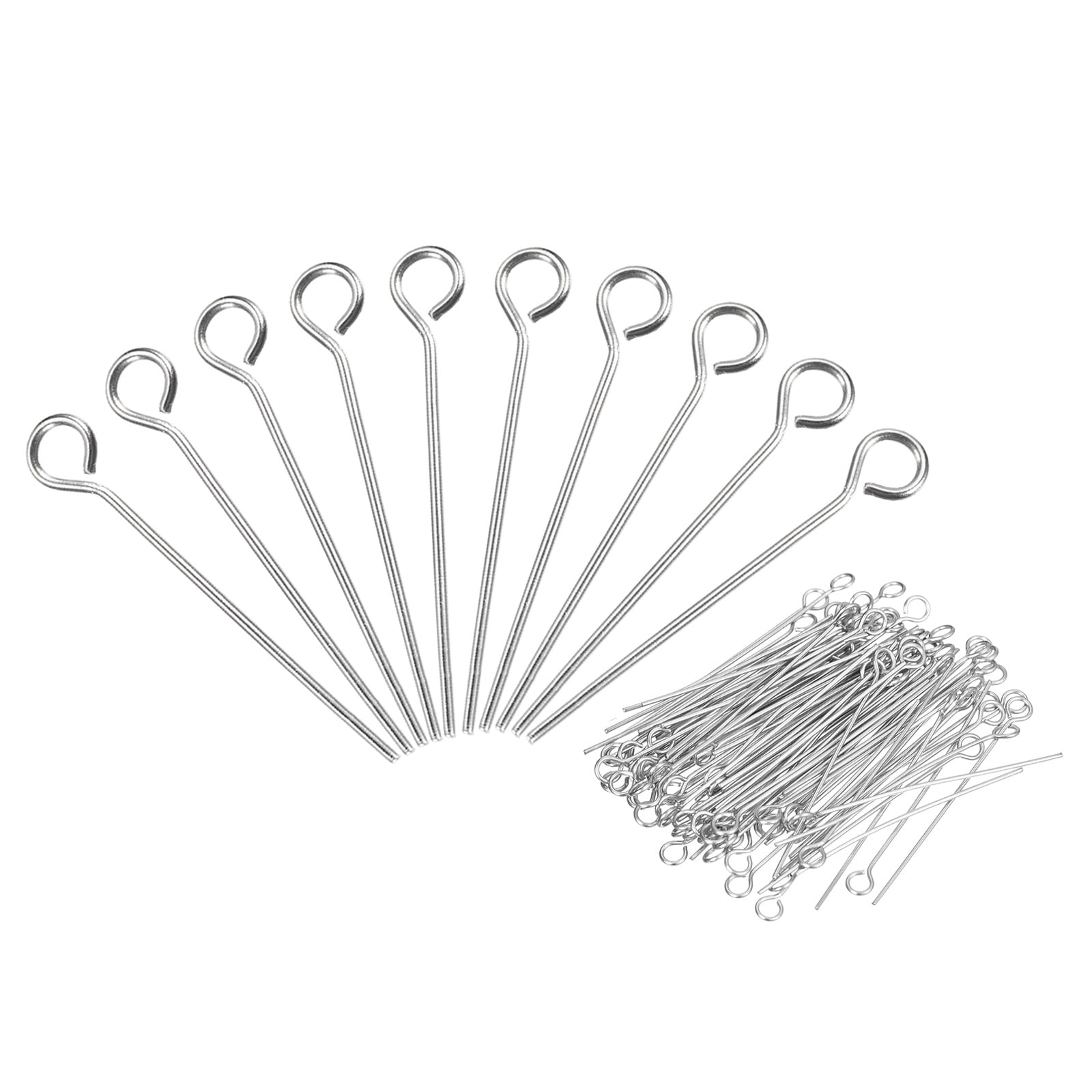 304 Stainless Steel Jewelry Eye Pins 100Pcs 22mm 22 Gauge Silver Open ...