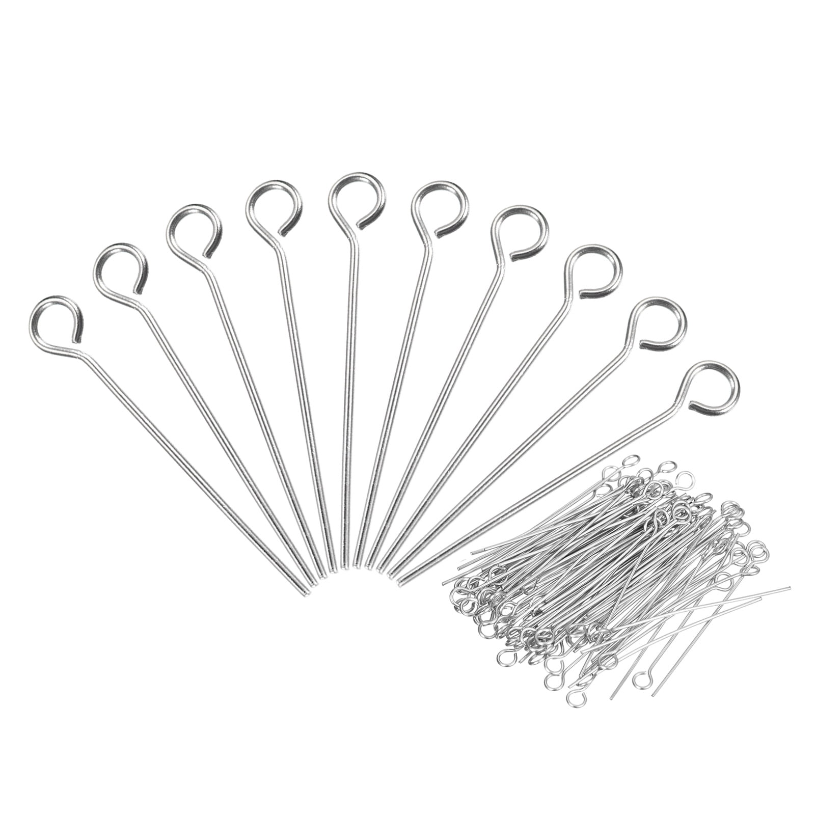304 Stainless Steel Jewelry Eye Pins 100Pcs 25mm 22 Gauge Silver Open ...