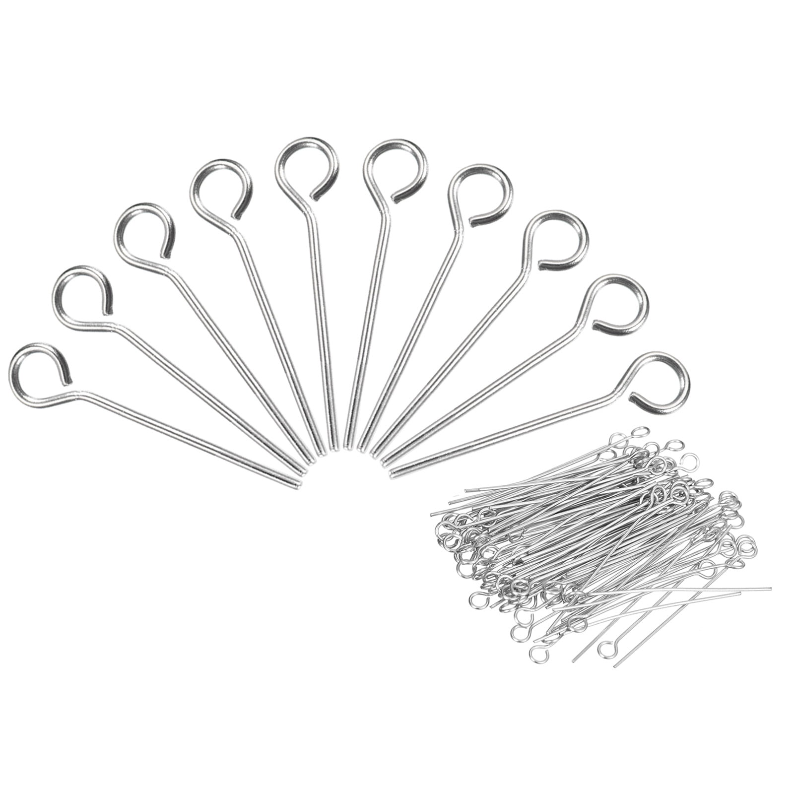 Uxcell 200Pcs Eye Pins Jewelry Findings 22 Gauge 15mm Stainless Steel ...
