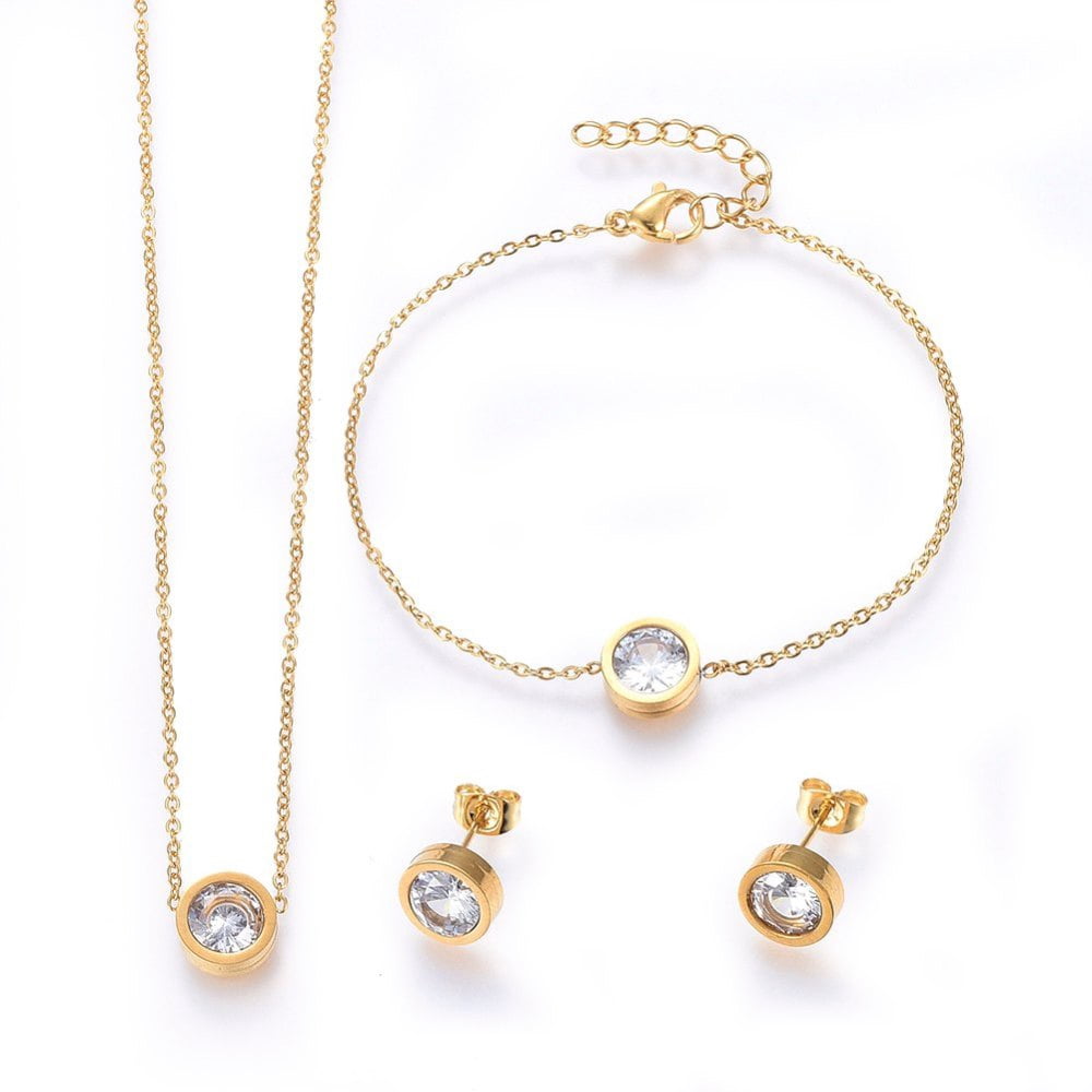 304 Stainless Steel Jewelry sets Pendant Necklaces & Stud Earrings ...