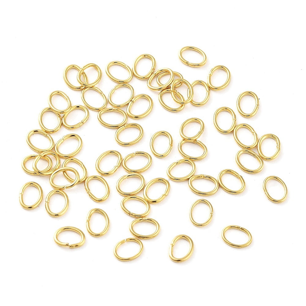 304 Stainless Steel Jump Rings Closed Jump Rings Oval Real 18K golden ...
