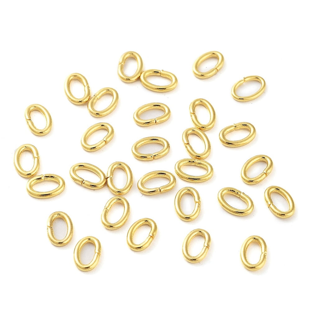 304 Stainless Steel Jump Rings Closed Jump Rings Oval Real 18K golden ...