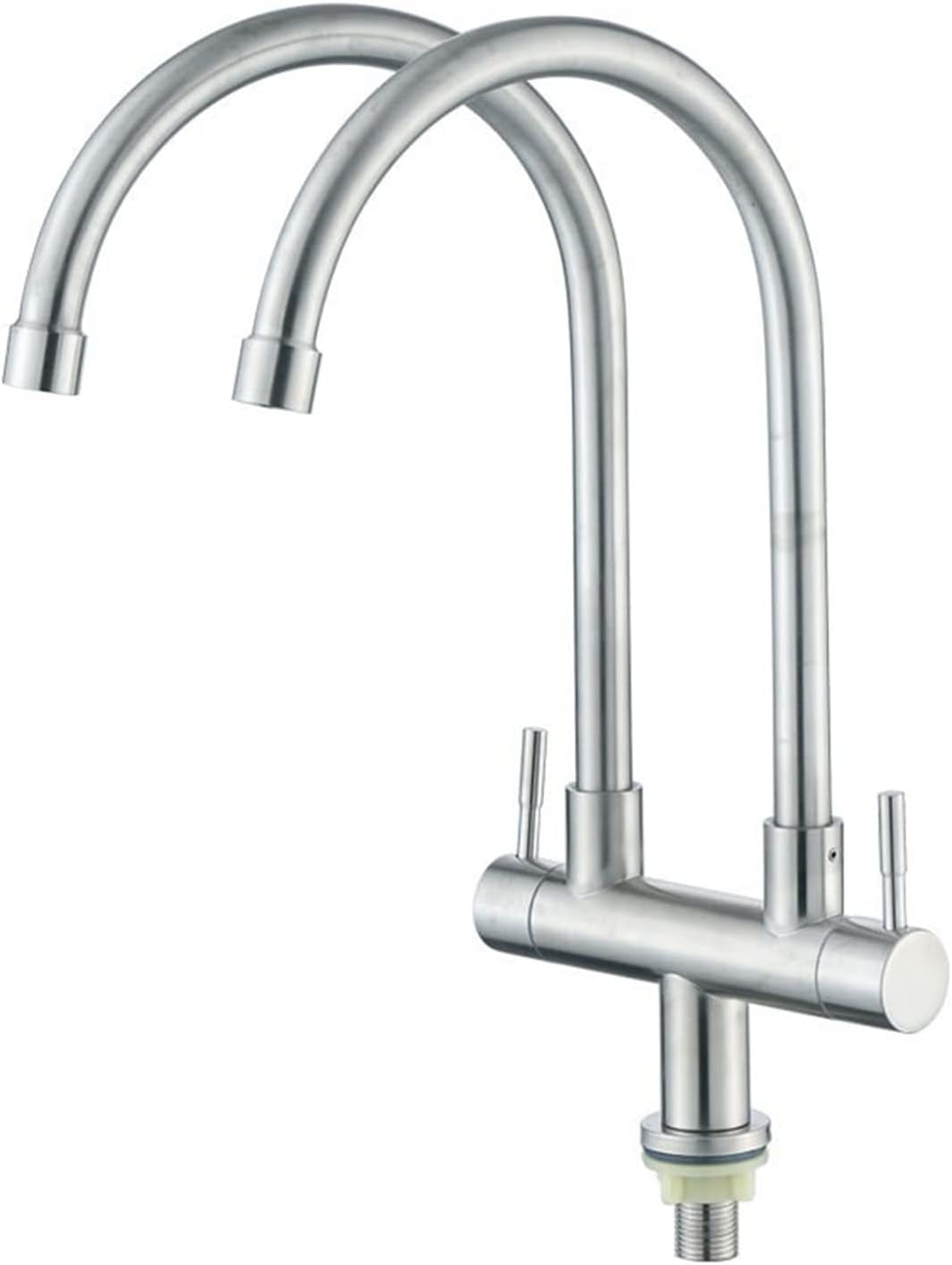 304 Stainless Steel Kitchen Single Cold Water Double Pipe Double Outlet ...