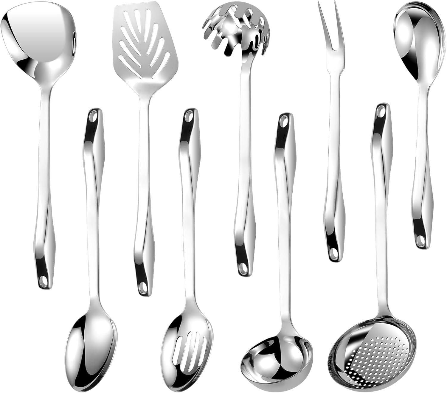304 Stainless Steel Kitchen Utensil Set - 9pcs Cooking Utensils, Metal ...