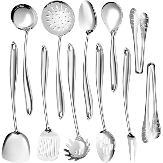 304 Stainless Steel Kitchen Utensils Set,11 Pcs Stainless Steel Cooking ...