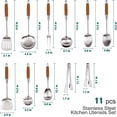 304 Stainless Steel Kitchen Utensils Set with Wooden Handle, 11 Pcs ...