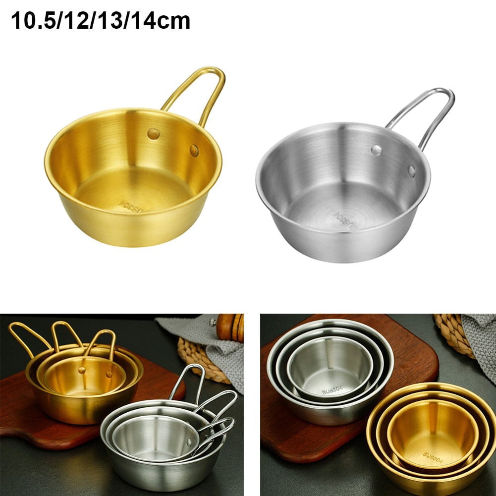 304 Stainless Steel Korean Rice Wine Bowl Rice Bowl With Handle Seasoning Bowl Silver 14Cm YIWEI ...