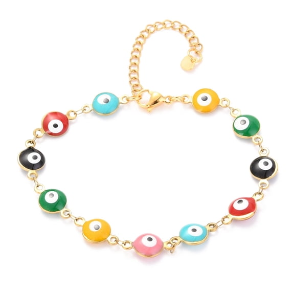 304 Stainless Steel Link Bracelets with Enamel and Lobster Claw Clasps ...