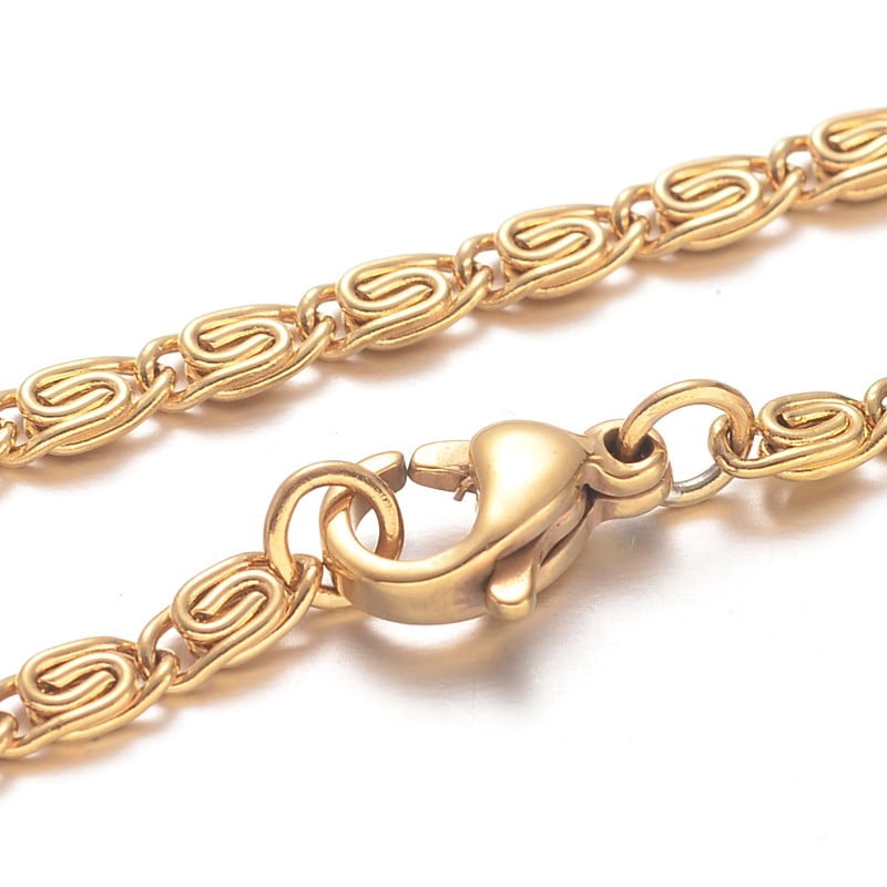304 Stainless Steel Lumachina Chain Necklaces with Lobster Claw Clasps ...
