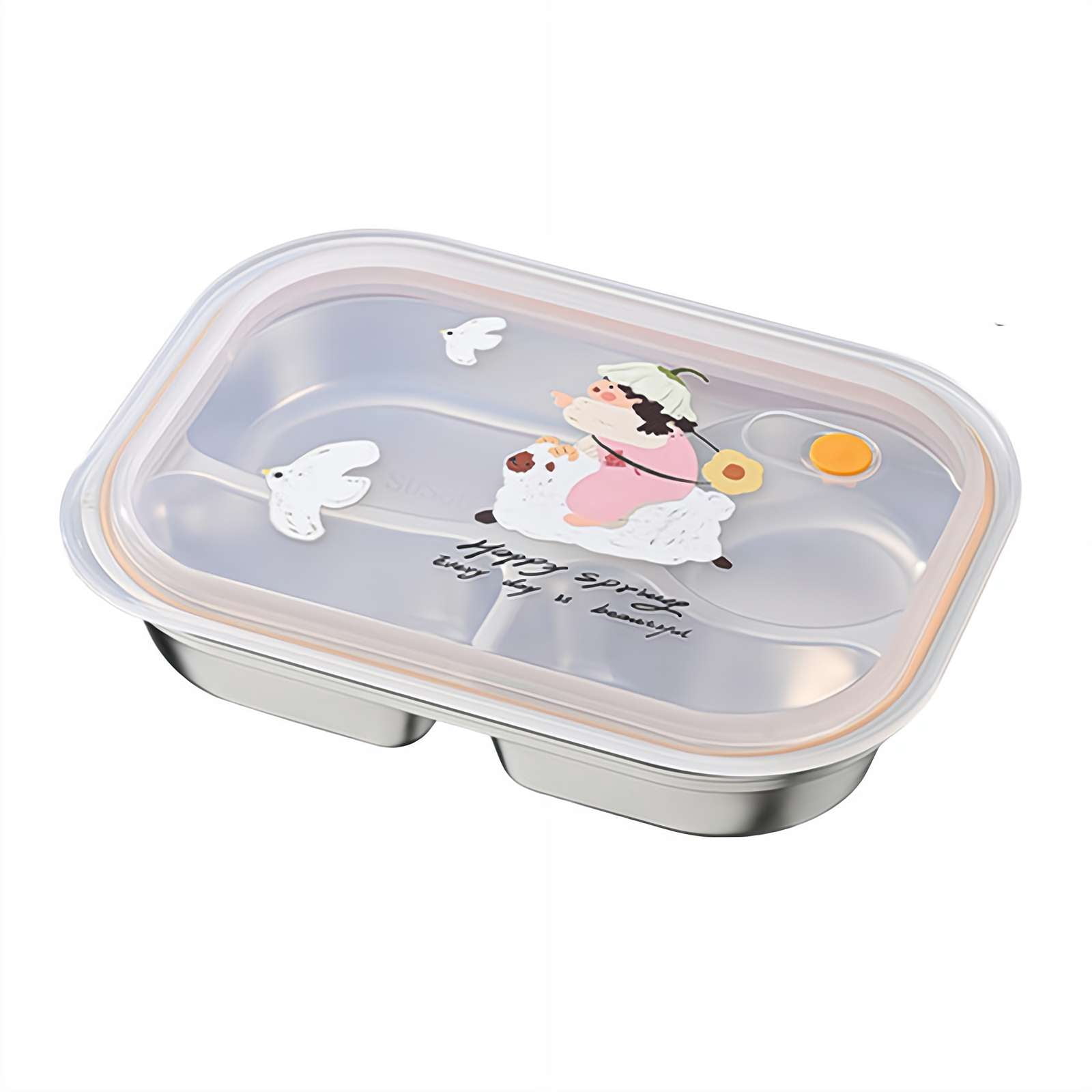 304 Stainless Steel Lunch Box with 4 Compartments 1100 ml, You Can ...