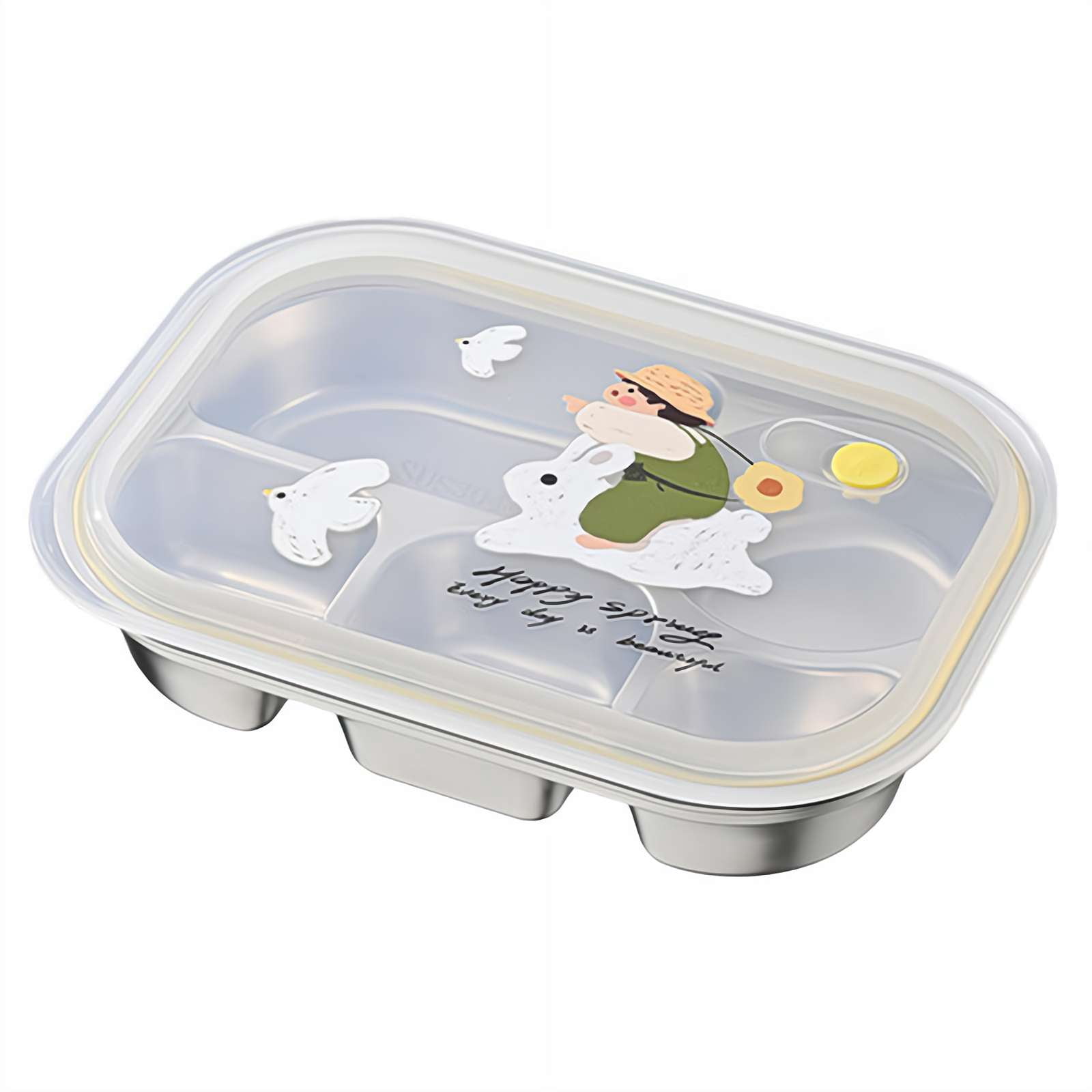 304 Stainless Steel Lunch Box with 5 Compartments 1100 ml, You Can ...
