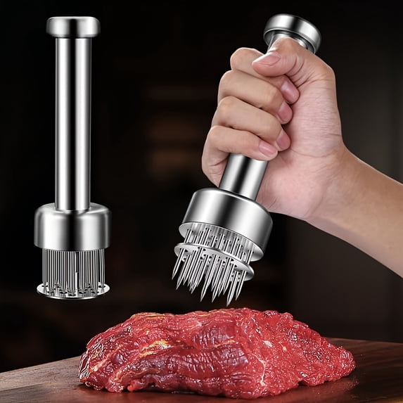 304 Stainless Steel Meat Tenderizer Tool with 21 Sharp Needles, Durable ...