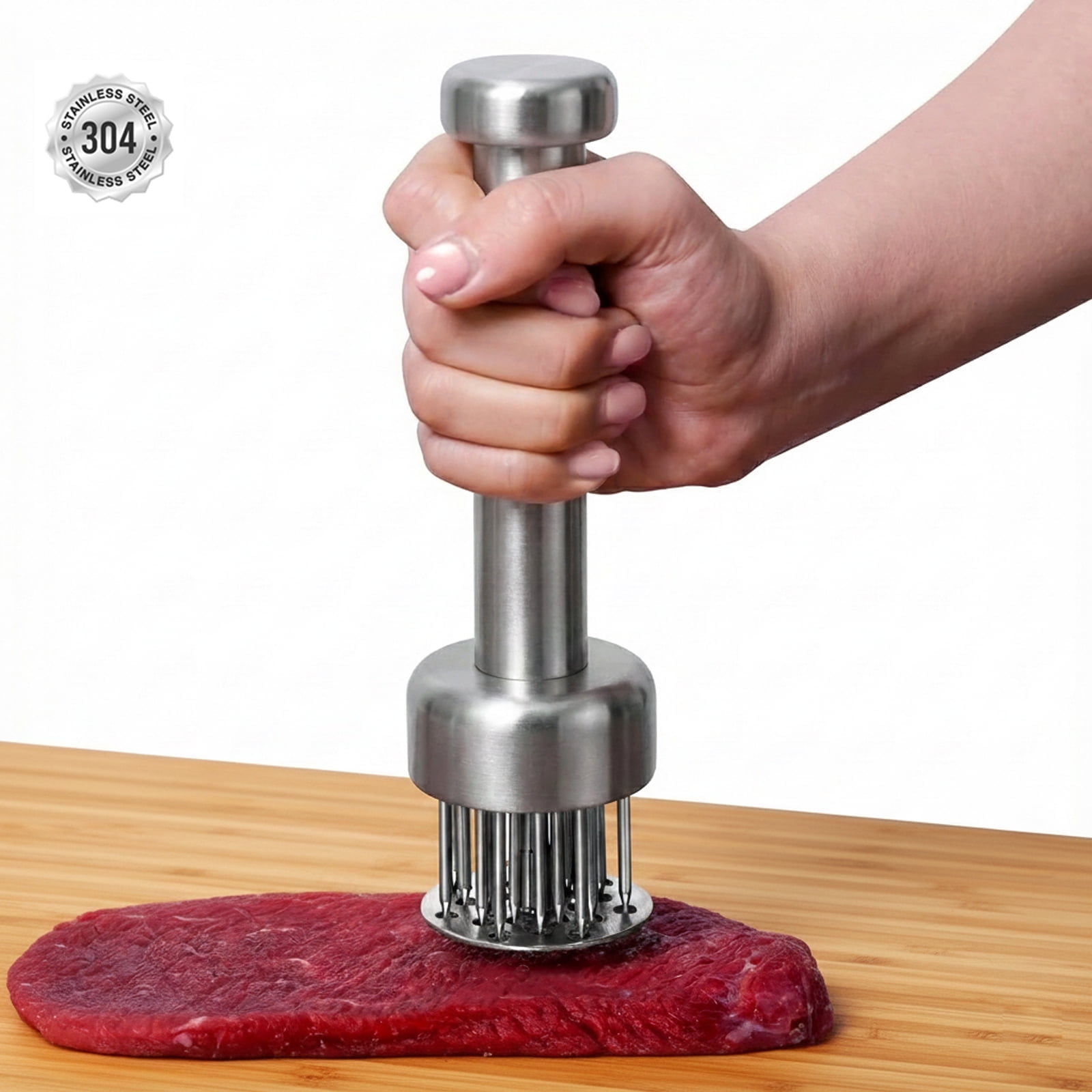 304 Stainless Steel Meat Tenderizer Tool with 21 Sharp Needles - A Meat ...