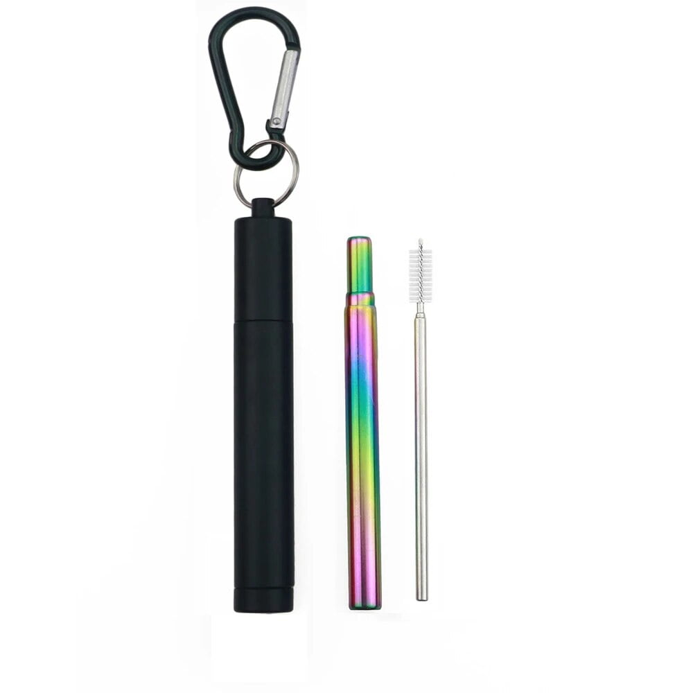 304 Stainless Steel Metal Straw Reusable Telescopic Straw with Cleaning ...