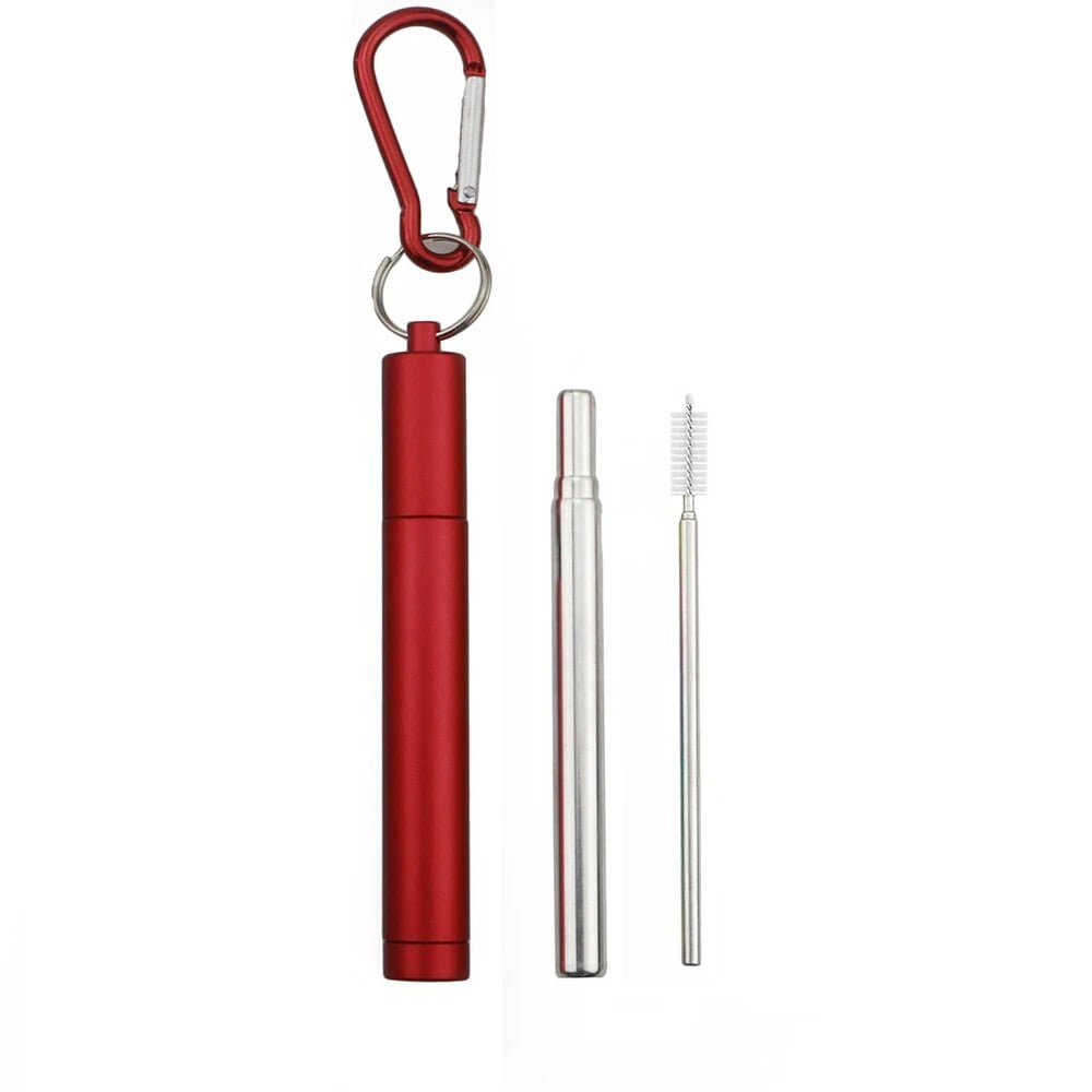 304 Stainless Steel Metal Straw Reusable Telescopic Straw with Cleaning ...