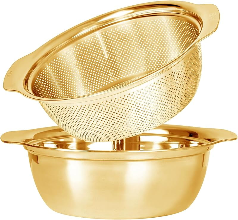 304 Stainless Steel Microporous Colander,2QT Large Capacity with Mixing ...