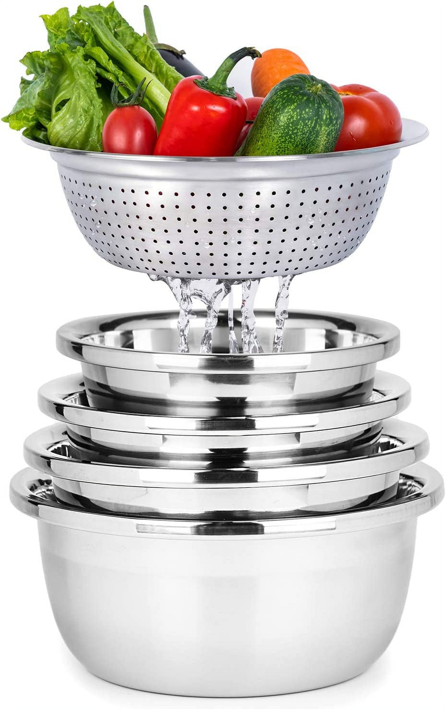 304 Stainless Steel Mixing Bowls without Lids Set of 5 for Kitchen ...