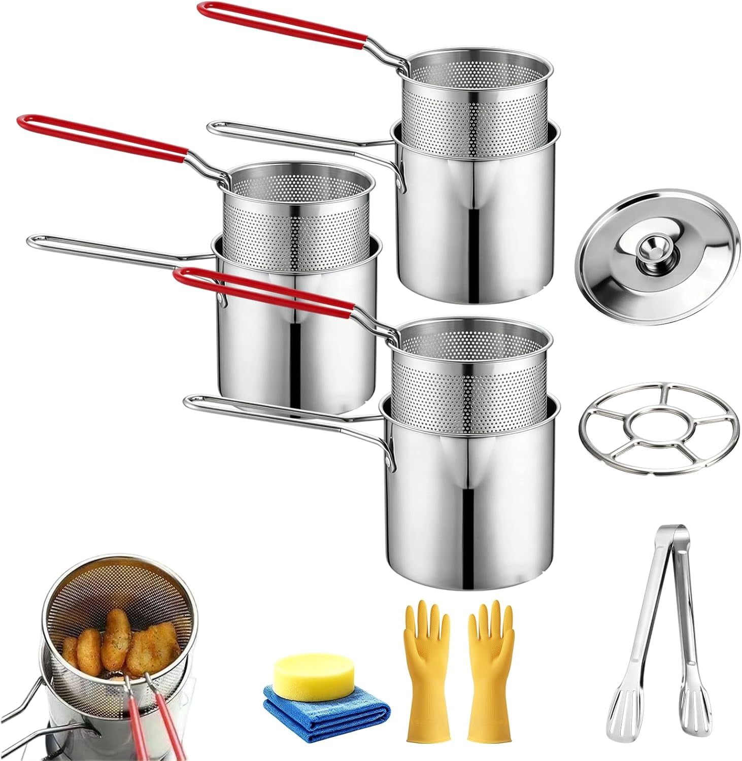 304 Stainless Steel Multifunctional Fryer, Stove Top Deep Fryer with ...