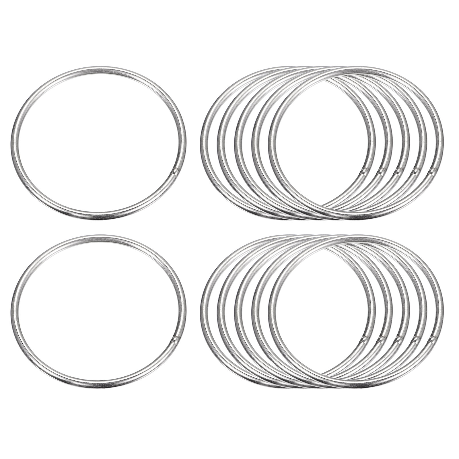 304 Stainless Steel O Rings, 12 Pack 60mm Outer Dia. 3mm Thick Welded O ...
