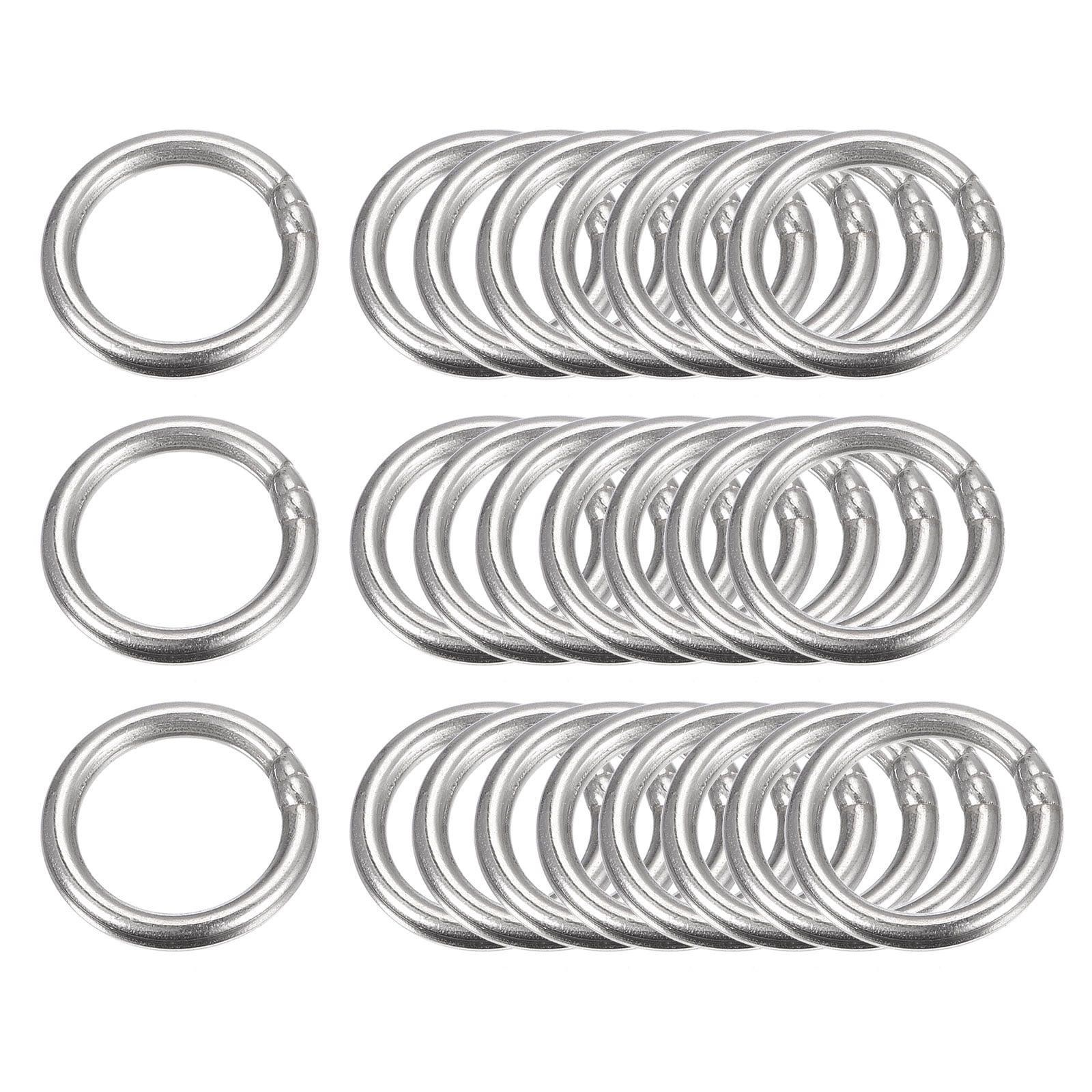 304 Stainless Steel O Rings, 25 Pack 20mm Outer Dia. 3mm Thick Welded O ...