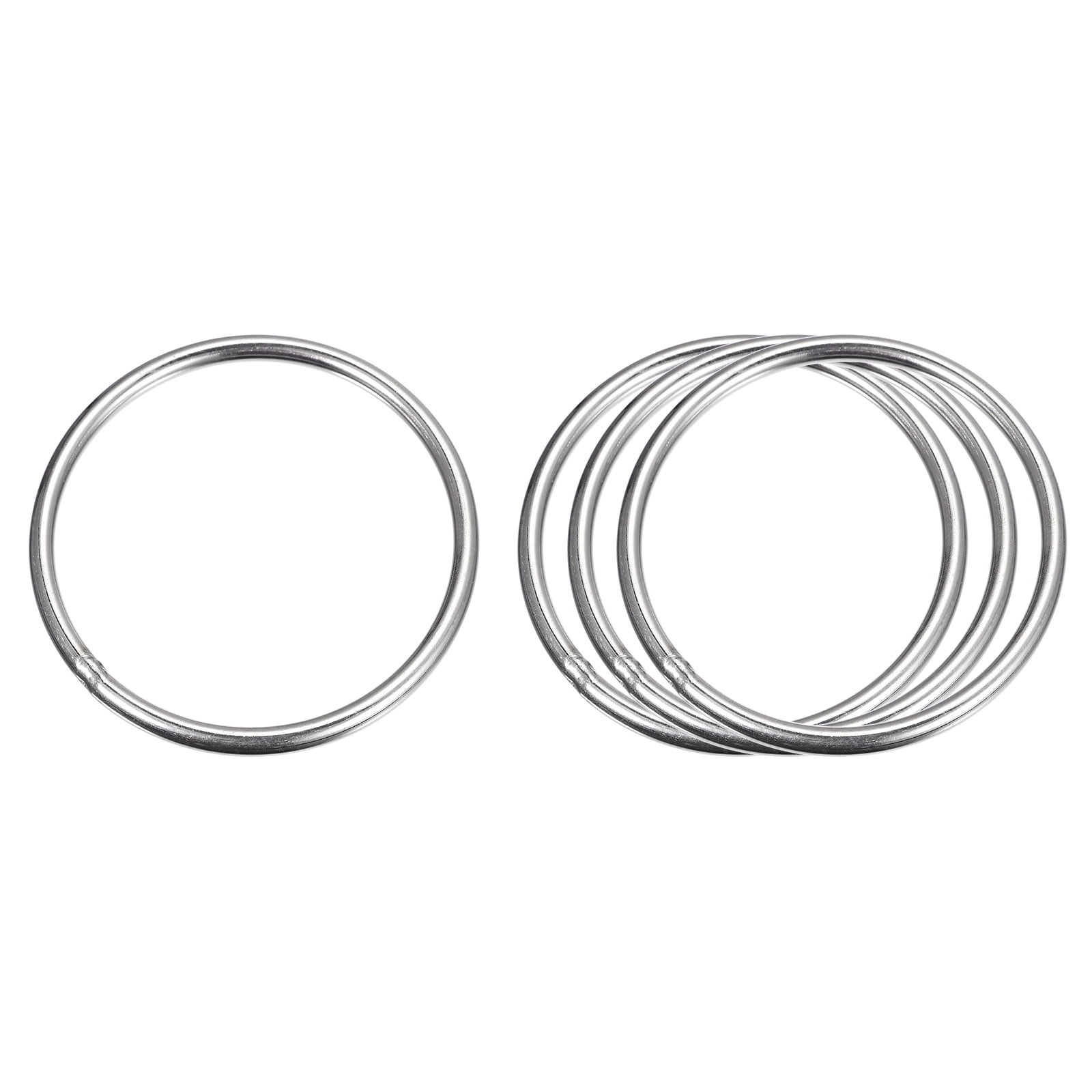 304 Stainless Steel O Rings, 4 Pack 100mm Outer Dia. 6mm Thick Welded O ...
