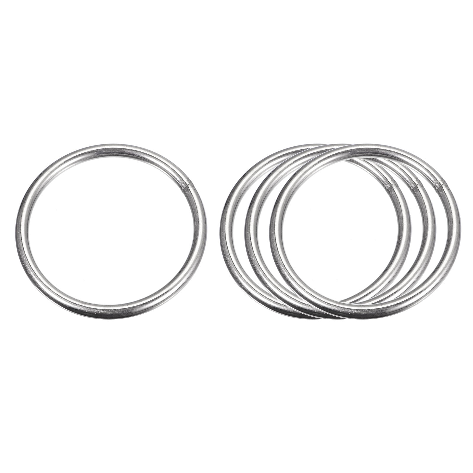 304 Stainless Steel O Rings, 4 Pack 80mm Outer Dia. 6mm Thick Welded O ...