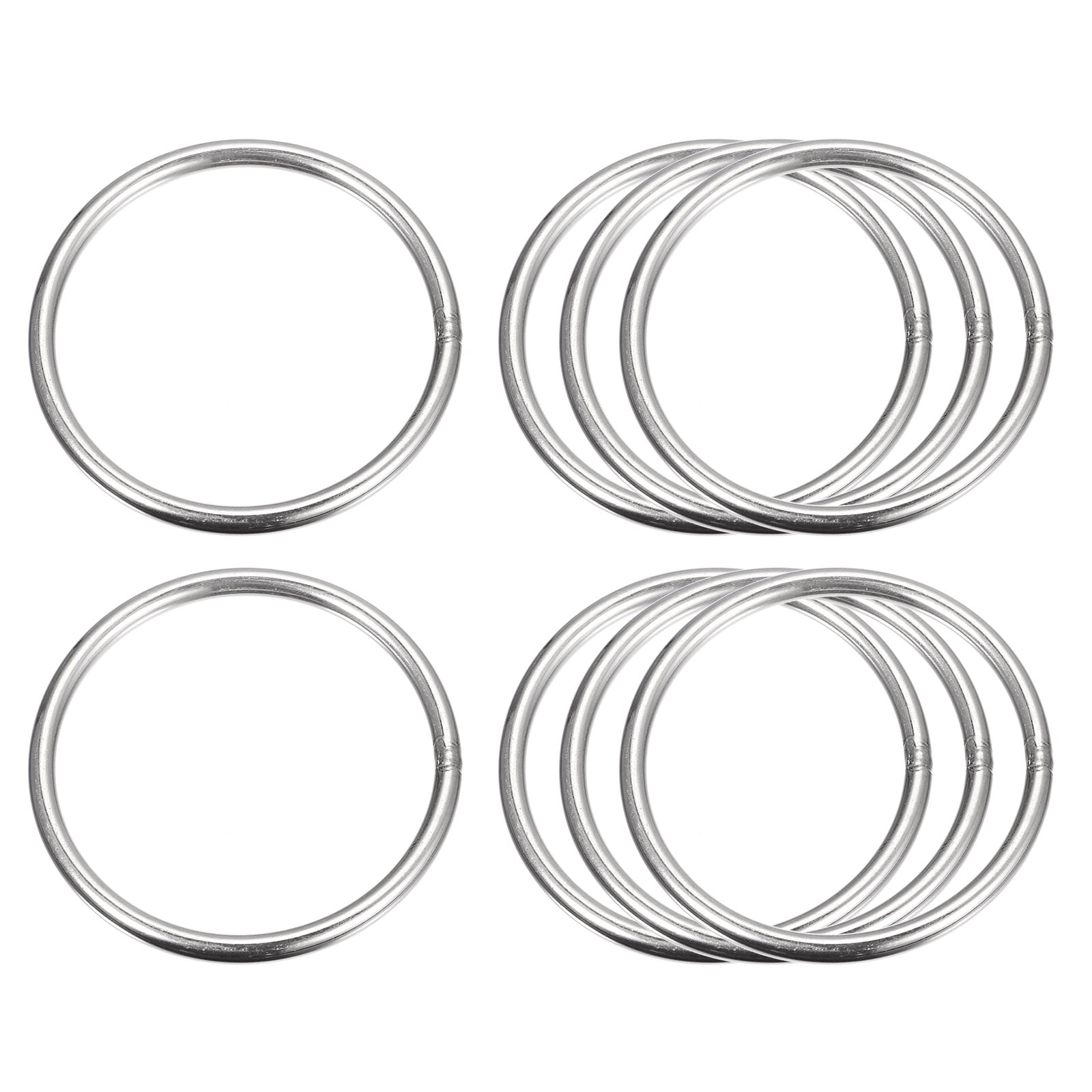 304 Stainless Steel O Rings, 8 Pack 60mm Outer Dia. 4mm Thick Welded O ...