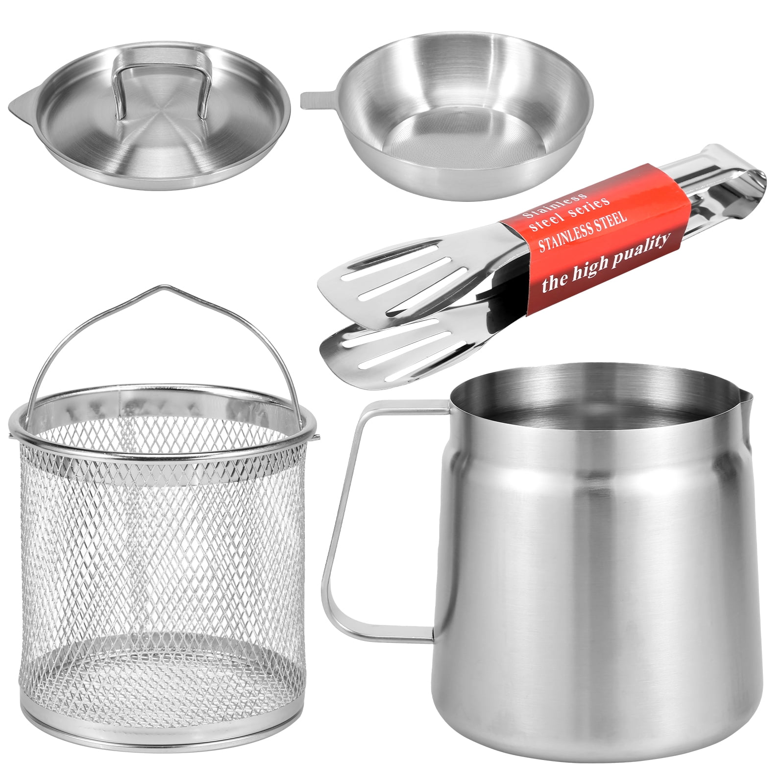 304 Stainless Steel Oil Filter Pot,68oz Bacon Grease Container with ...