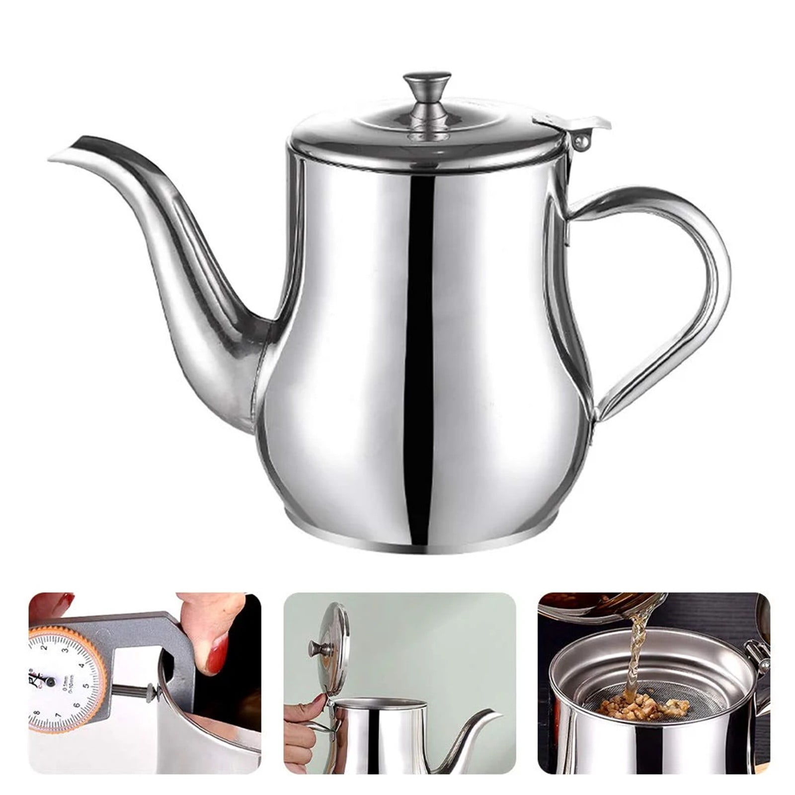 304 Stainless Steel Oil Strainer Pot with Lid - Filter Container for ...
