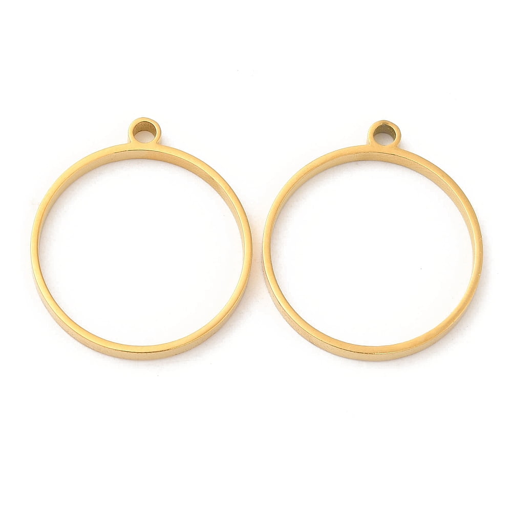 304 Stainless Steel Open Back Bezel Flat Round Pendants For DIY UV ...