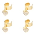 304 Stainless Steel Open Cuff Rings with Heart Alloy Rhinestone Pendant ...