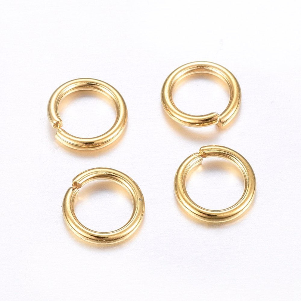 304 Stainless Steel Open Jump Rings Real 24K golden Plated 9x1.2mm ...