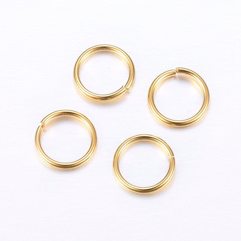 304 Stainless Steel Open Jump Rings Round Golden 7x0.9mm 19 Gauge Inner ...