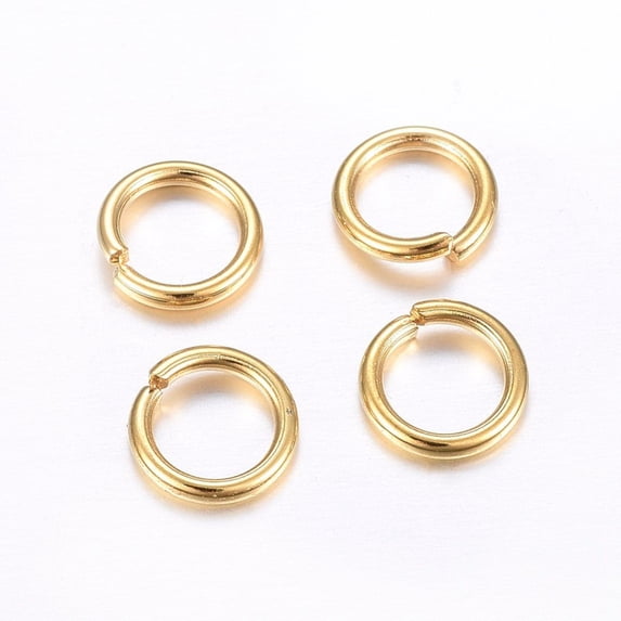 304 Stainless Steel Open Jump Rings Round Real 24K Gold Plated 6x1.2mm ...