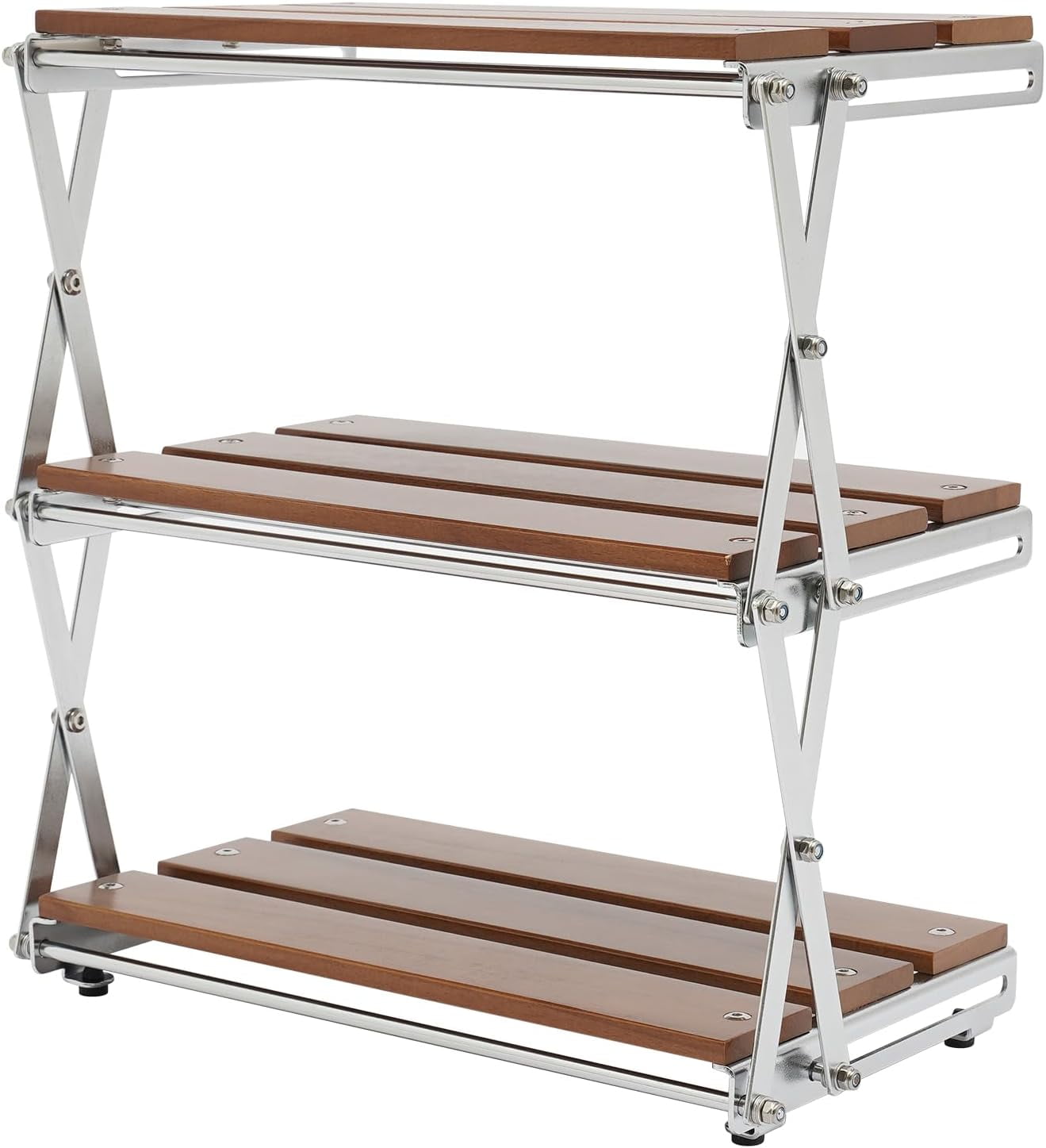 304 Stainless Steel Outdoor Grill Cart Table Pizza Oven Stand, Three-Shelf Stainless Steel Food ...