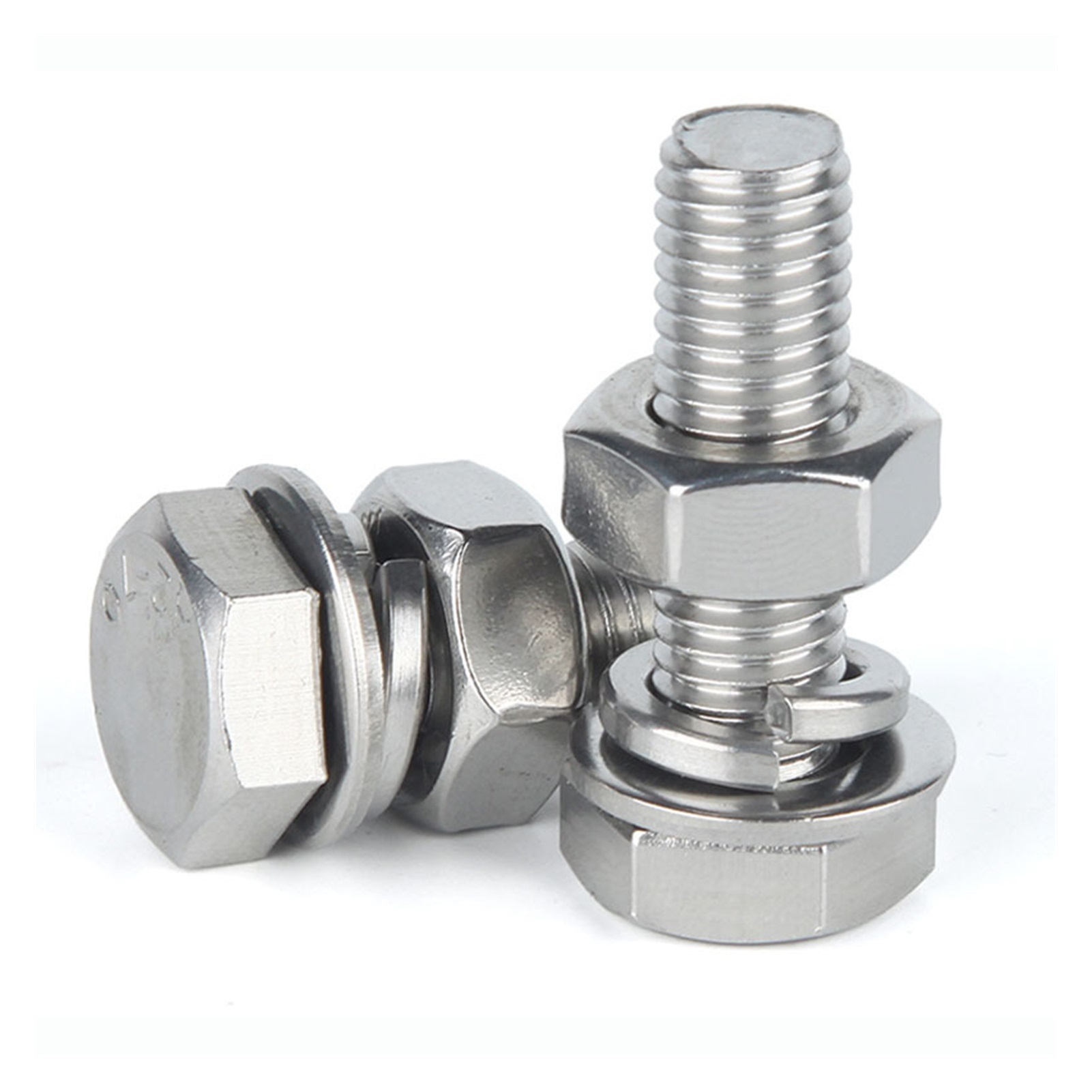 304 Stainless Steel Outer Hex Screw Bolt with washer Nut 2 Sets ...