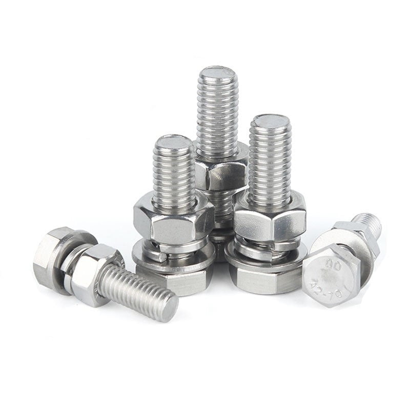 304 Stainless Steel Outer Hex Screw Bolt with washer Nut External Hexagon Screws Set of 4 Bolt ...