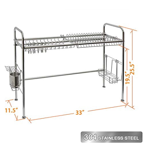 304 Stainless Steel Over Kitchen Sink Dish Drying Rack, Single Layer ...