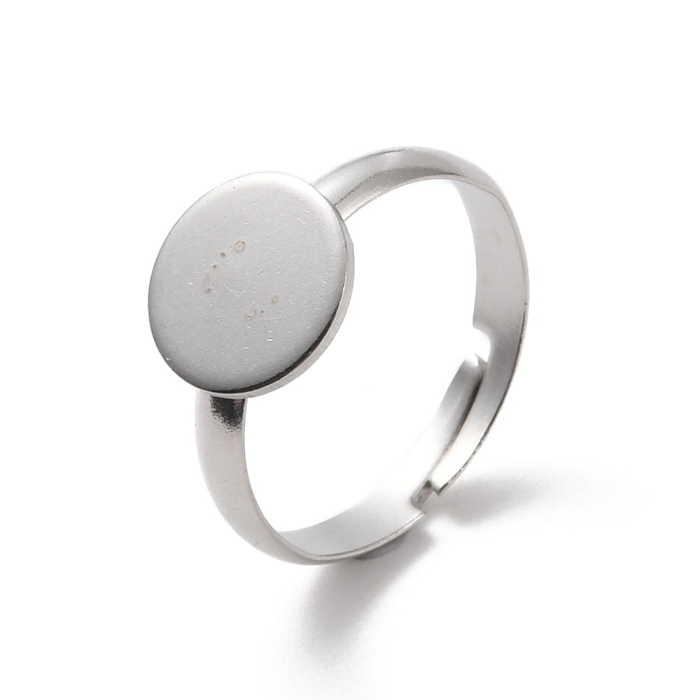 304 Stainless Steel Pad Ring Settings Flat Round Stainless Steel color ...