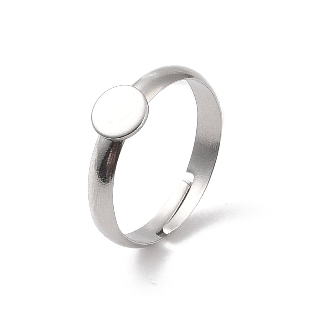 304 Stainless Steel Pad Ring Settings Flat Round Stainless Steel color ...