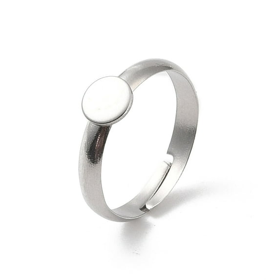 304 Stainless Steel Pad Ring Settings Flat Round Stainless Steel color ...