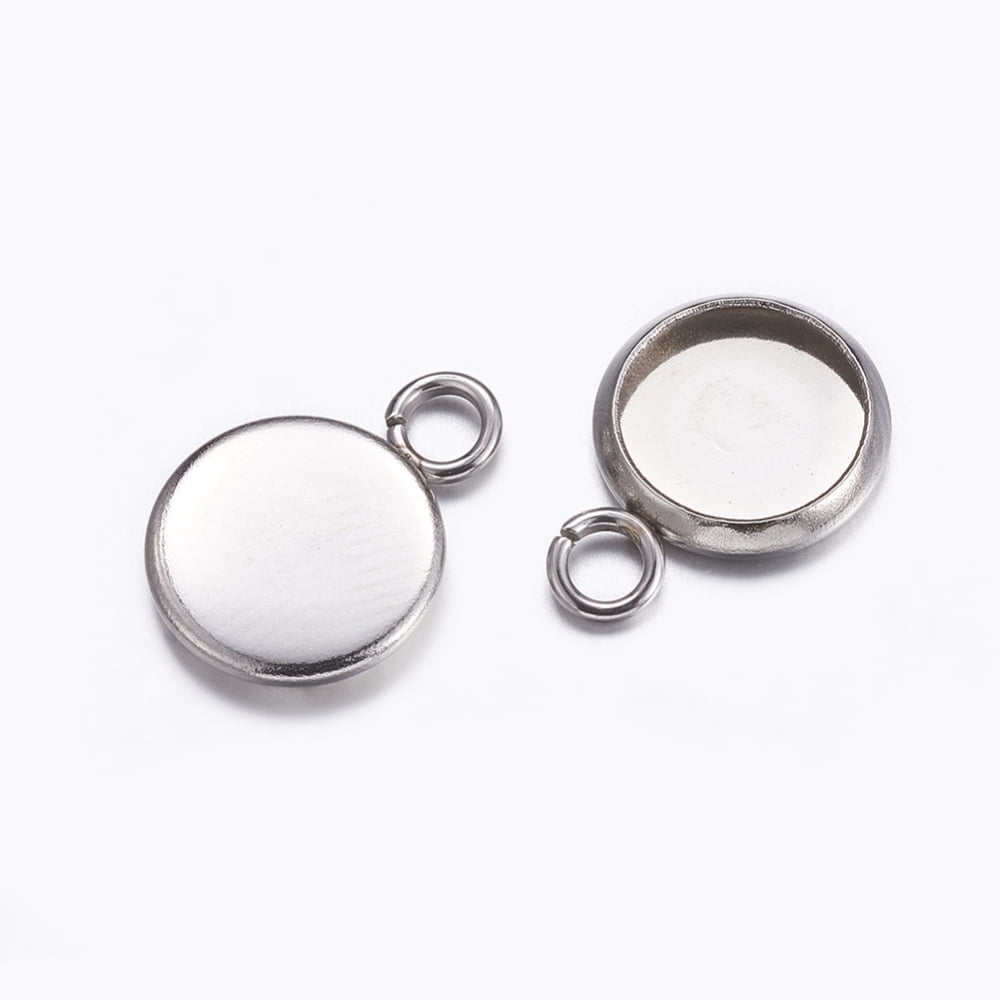 304 Stainless Steel Pendant Cabochon Settings Plain Edge Bezel Cups ...
