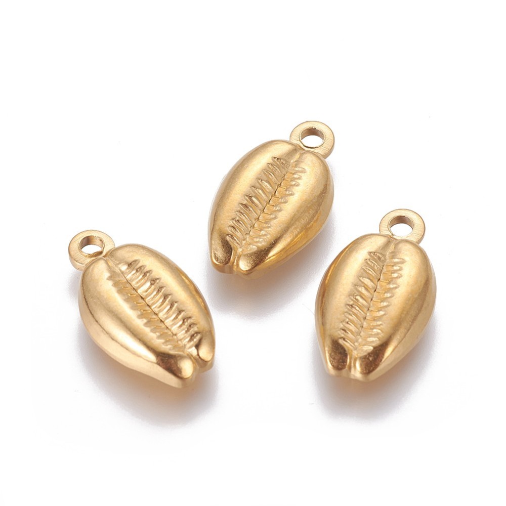 304 Stainless Steel Pendants Cowrie Shell Shape Golden 18.7~19x10.5x3.4 ...