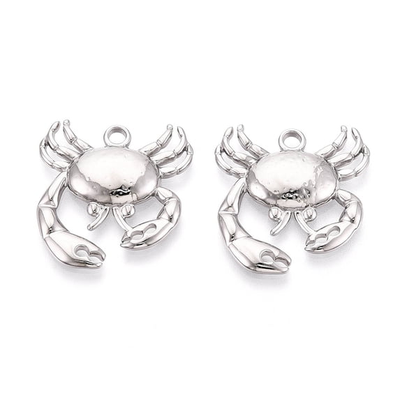 304 Stainless Steel Pendants Crab Charm Anti- Stainless Steel Color ...