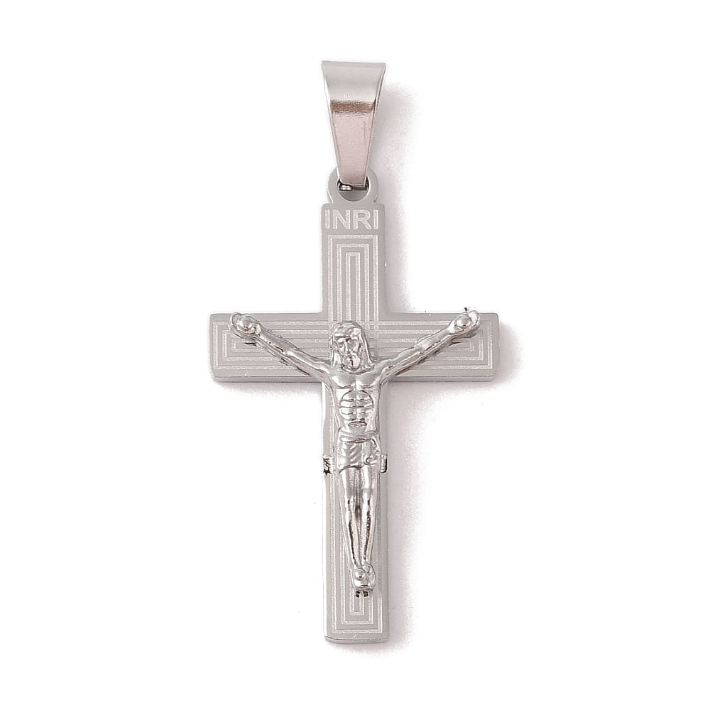 304 Stainless Steel Pendants Crucifix Cross Charm Religion Stainless ...