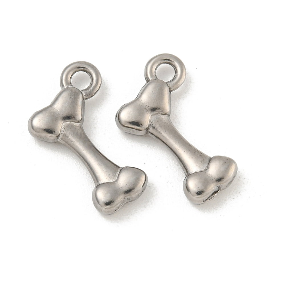304 Stainless Steel Pendants Dog Bone Charm Stainless Steel Color 15x9 ...