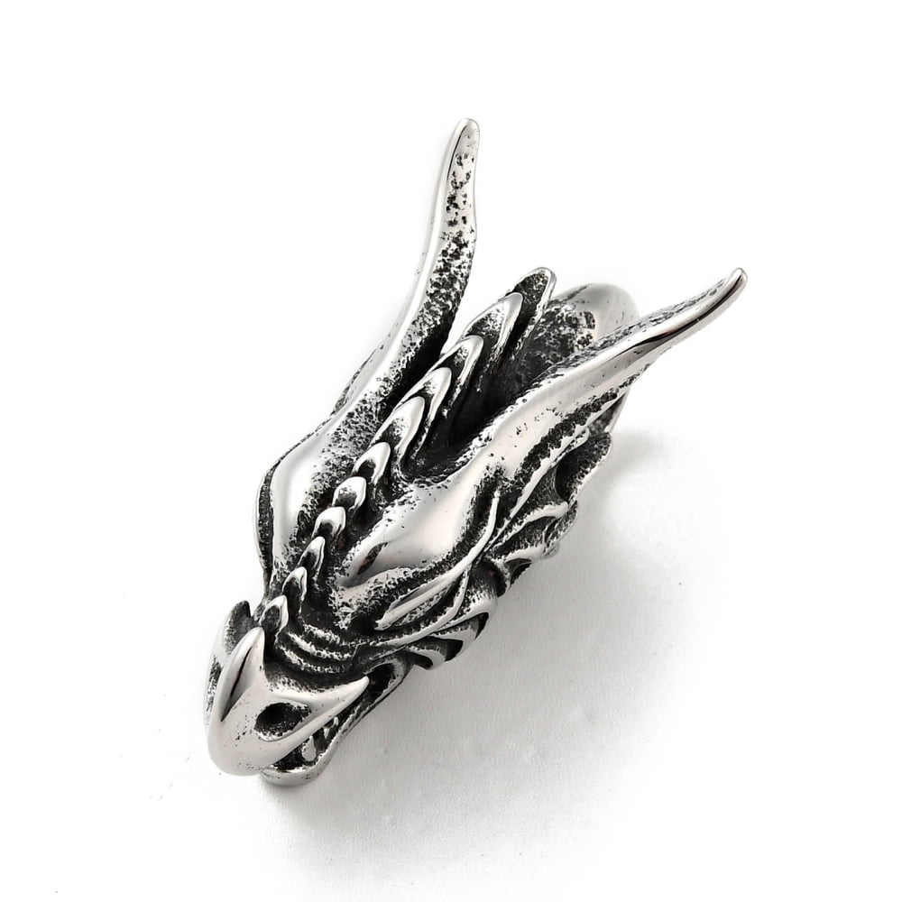 304 Stainless Steel Pendants Dragon Silver 41.5x20x18.5mm Hole: 8.5mm ...
