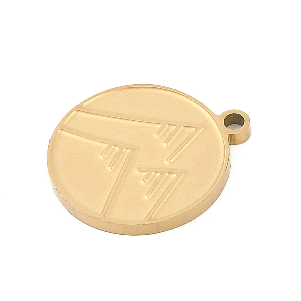 304 Stainless Steel Pendants Flat Round with Mountain Charm Ion Plating ...