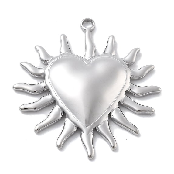 304 Stainless Steel Pendants Heart Charm Anti- Stainless Steel Color ...
